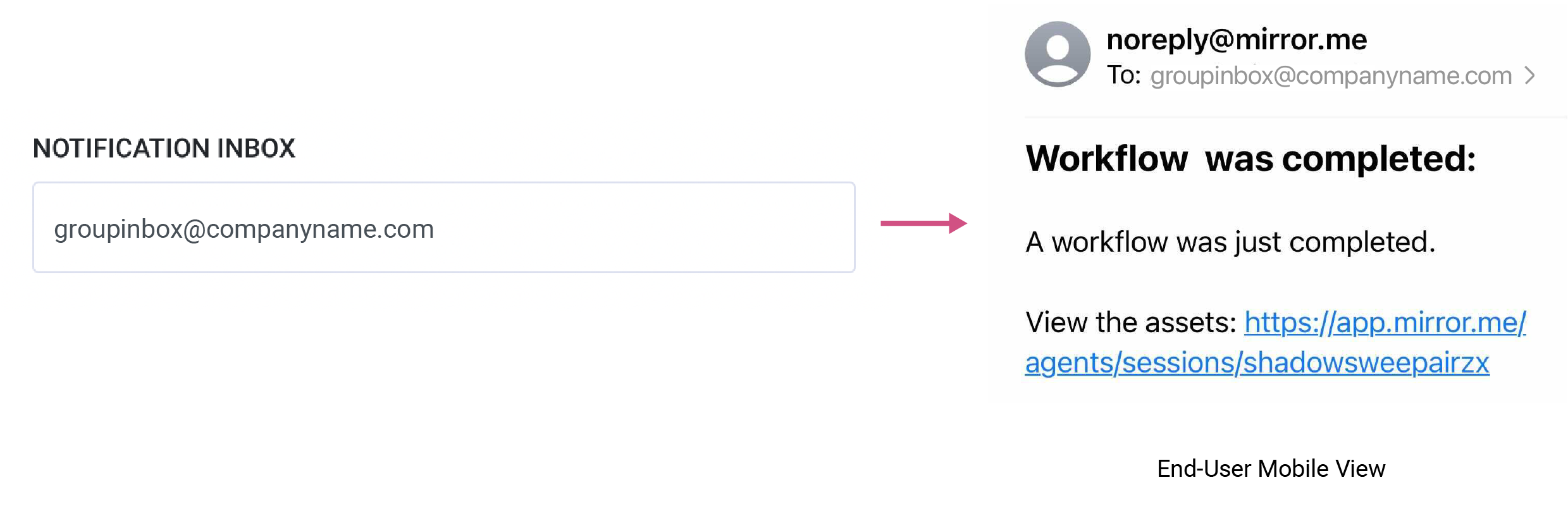 Notification Inbox Settings – MirrorMe
