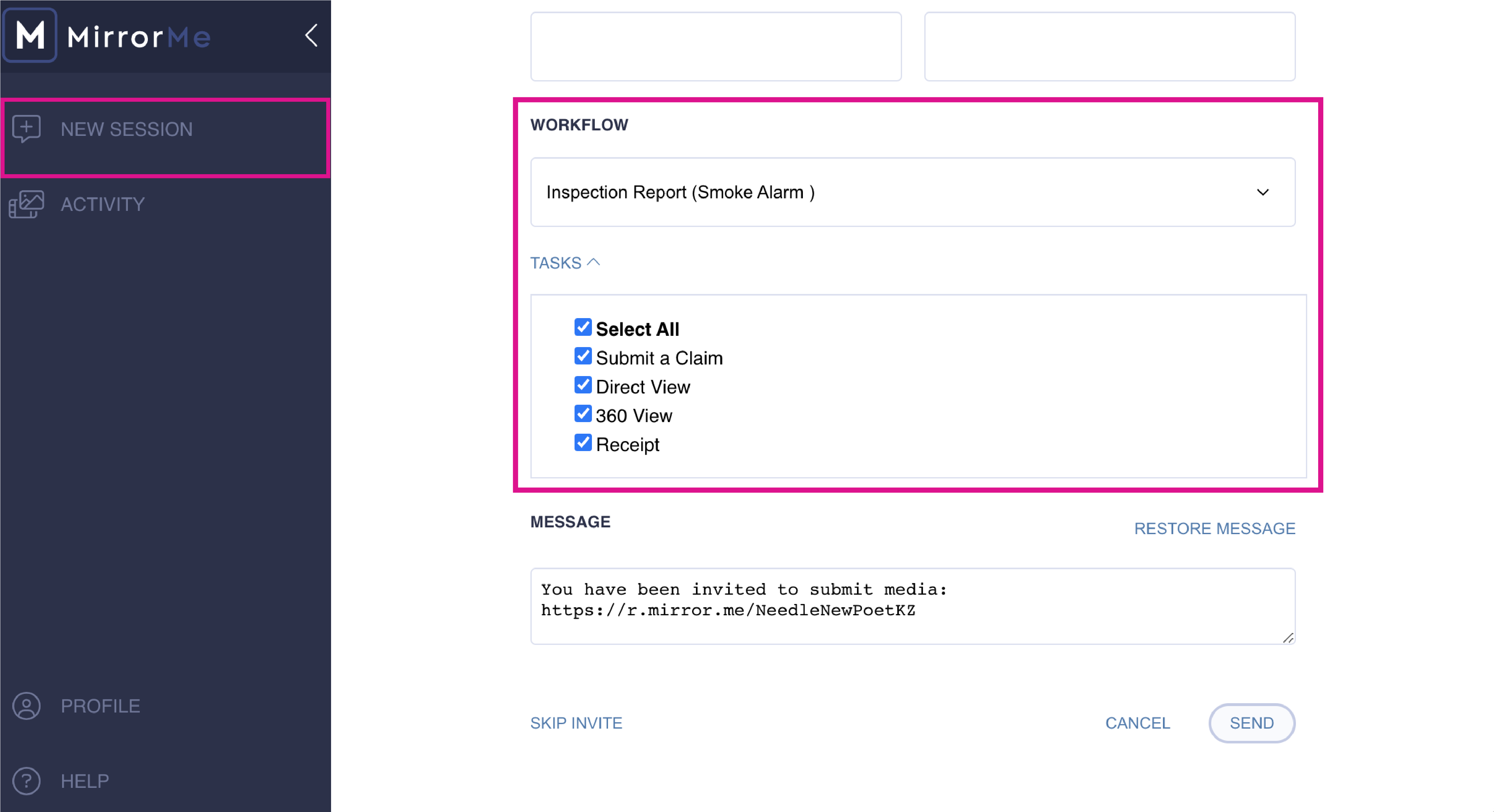 Workflow Editing: Display Enabled Feature – MirrorMe